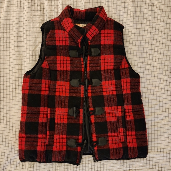 Ruff Hewn | Jackets & Coats | Ruff Hewn Red And Black Plaid Vest | Poshmark